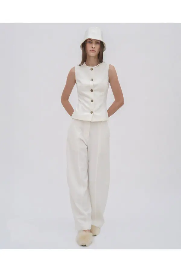 Rosetta Getty Sleeveless Button-front Technical Cady Top - White