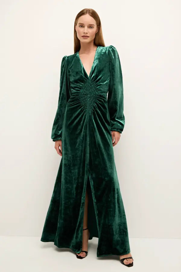 MARIE OLIVER Elsabeth Velvet Maxi Dress - Pine