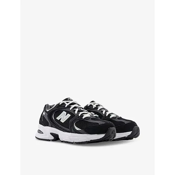 NEW BALANCE Leather And Mesh Low-top Trainers - Black White Grey