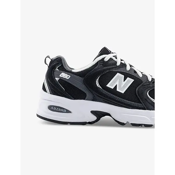 NEW BALANCE Leather And Mesh Low-top Trainers - Black White Grey