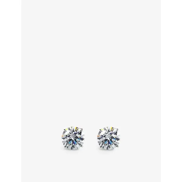 CARAT* LONDON 9ct White-gold And Cubic Zirconia Stud Earrings - Silver