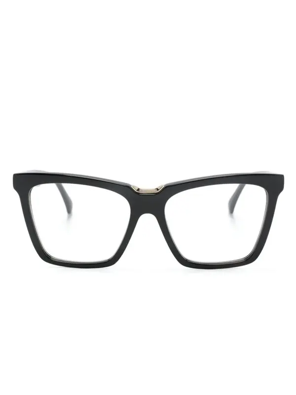 Max Mara Logo-print Rectangle-frame Glasses - Black