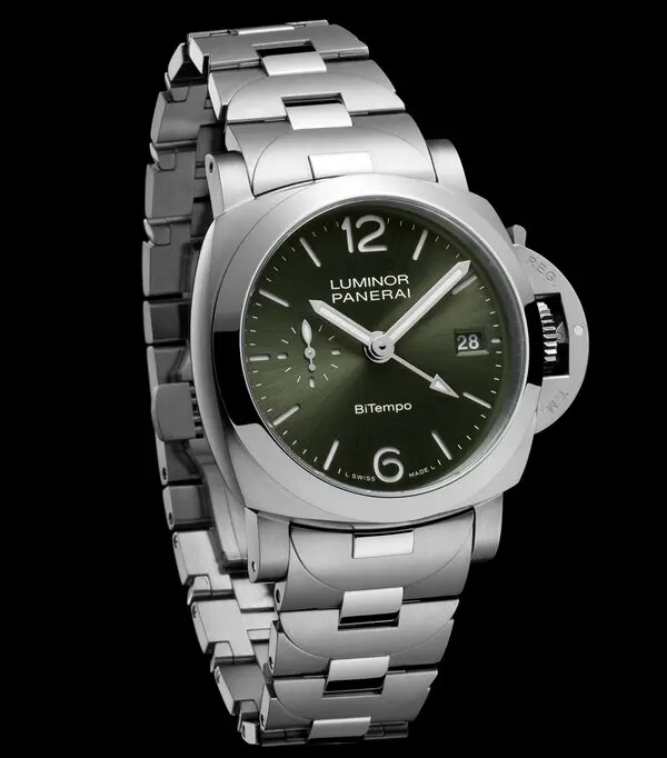 Panerai Brushed Steel Luminor Quaranta Bitempo Watch