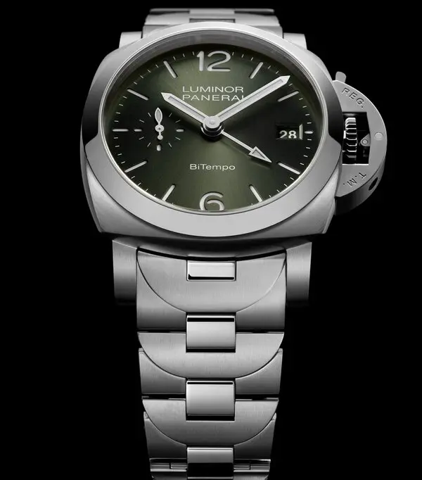Panerai Brushed Steel Luminor Quaranta Bitempo Watch