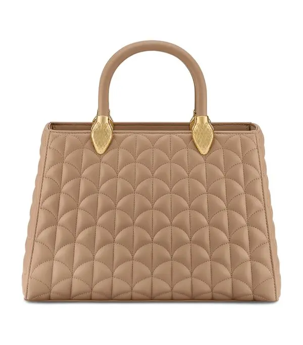 BVLGARI Leather Serpentine Duo Top-handle Bag