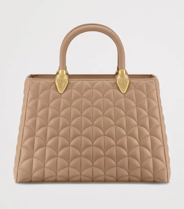 BVLGARI Leather Serpentine Duo Top-handle Bag