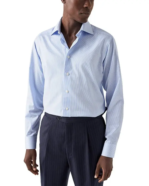 Eton Slim Fit Fine Striped Twill Shirt - Light Pastel