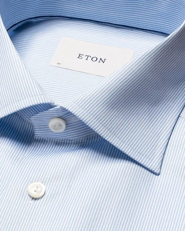 Eton Slim Fit Fine Striped Twill Shirt - Light Pastel