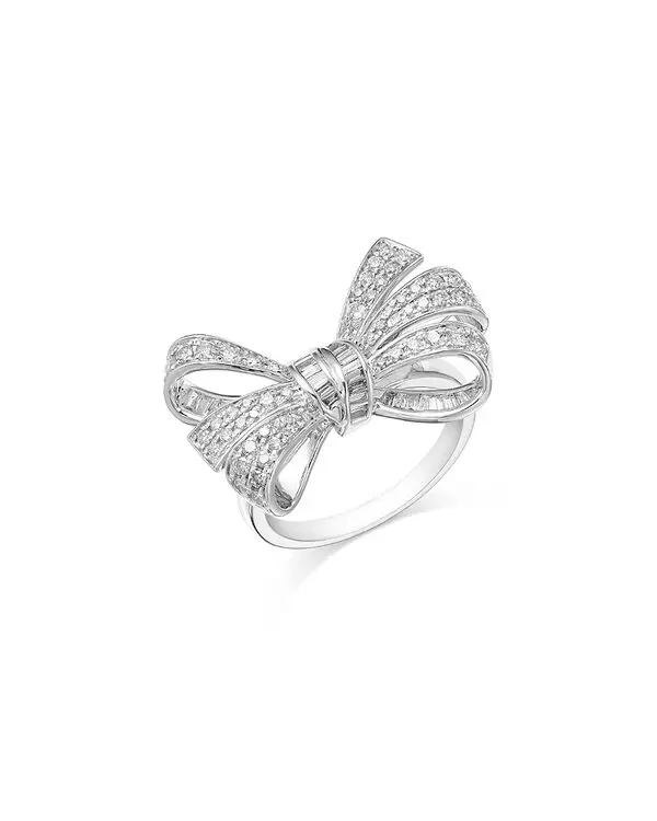 Bloomingdale'S Diamond And 14k Gold Bow Ring - White