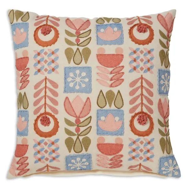ROSELLI Scandi Fun Embroidered Print Decorative Pillow, 20 X 20