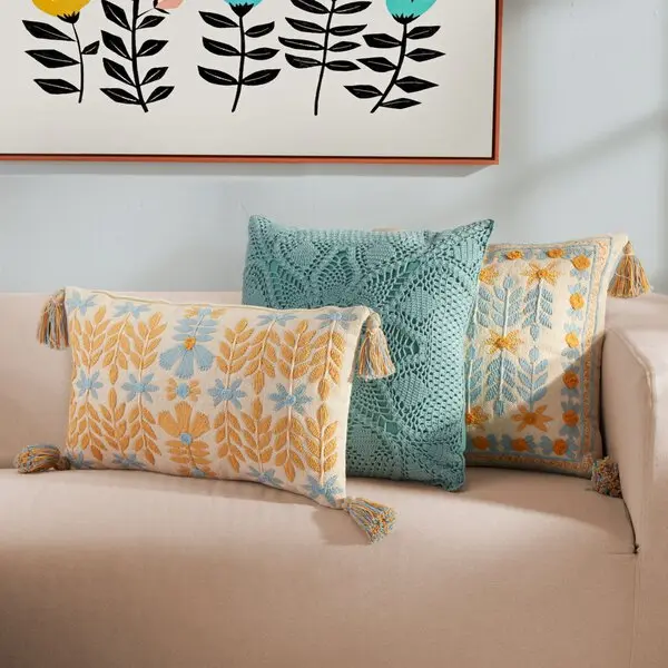 ROSELLI Stockholm Nights Embroidered Decorative Pillow, 20 X 20