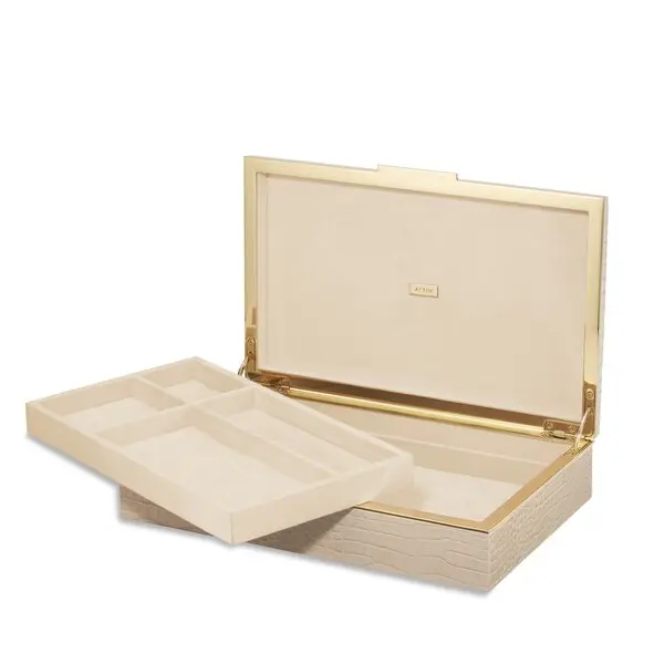 Aerin Classic Croc Embossed Leather Desk Box