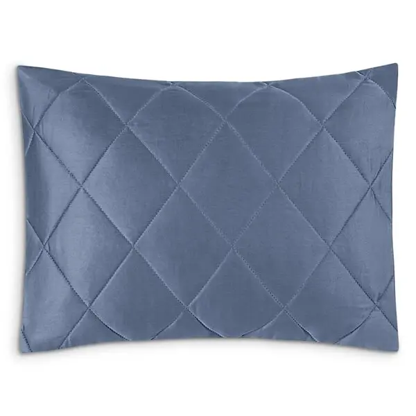MATOUK Nocturne Sateen Quilted Boudoir Sham - Steel Blue