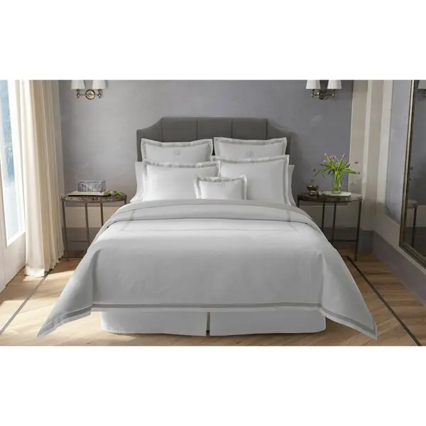 MATOUK Ambrose Flat Sheet, King - Bone/silver