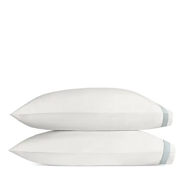 MATOUK Ambrose Sateen Standard Pillowcase, Pair - Bone/pool
