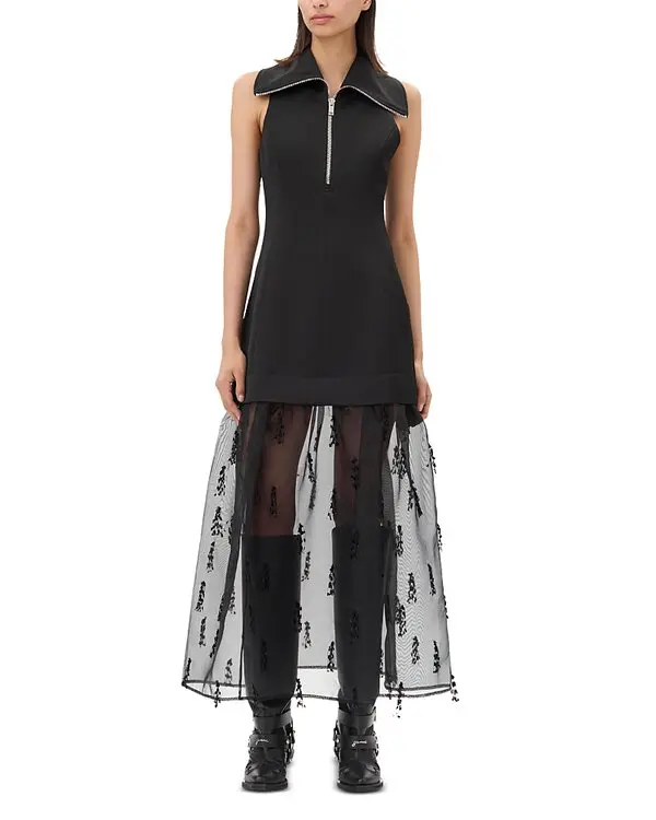 GANNI Fringed Organza Dress