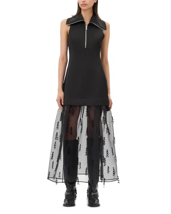 GANNI Fringed Organza Dress