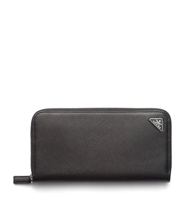 Prada Saffiano Leather Zipped Wallet - Black