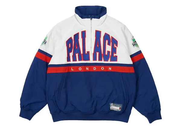 PALACE Breakout Half Zip Bomber - White/navy Blue
