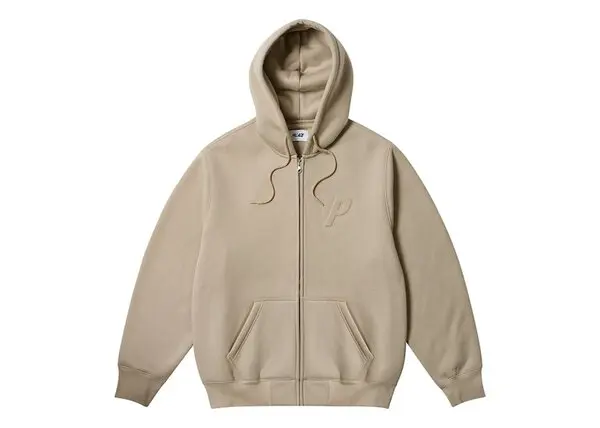 PALACE Thermal Embossed P3 Zip Hood - Stoney Grey