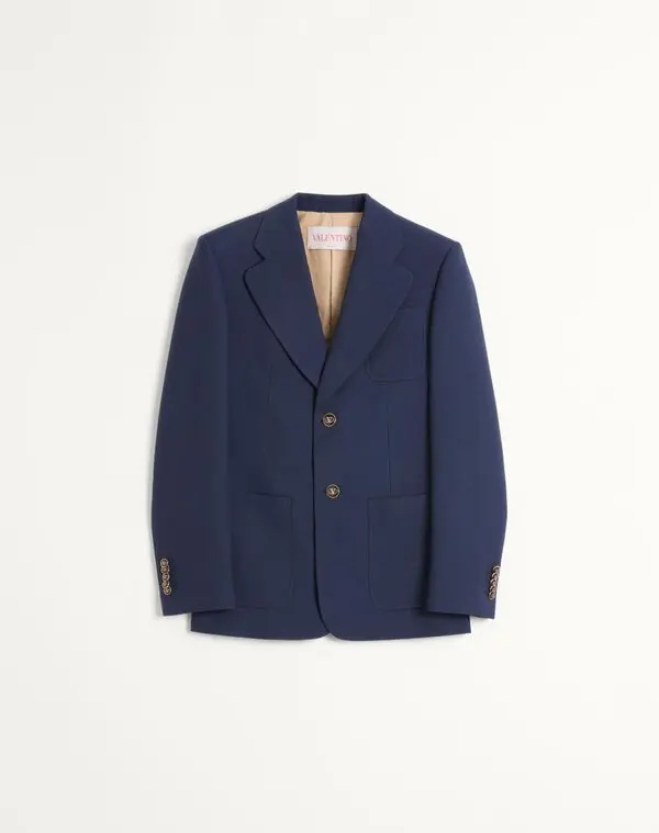 Valentino Garavani Single-breasted Wool Gabardine Jacket - Blue