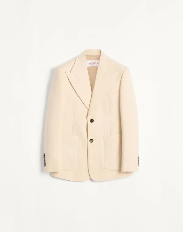 Valentino Garavani Single-breasted Wool Gabardine Jacket - Butter