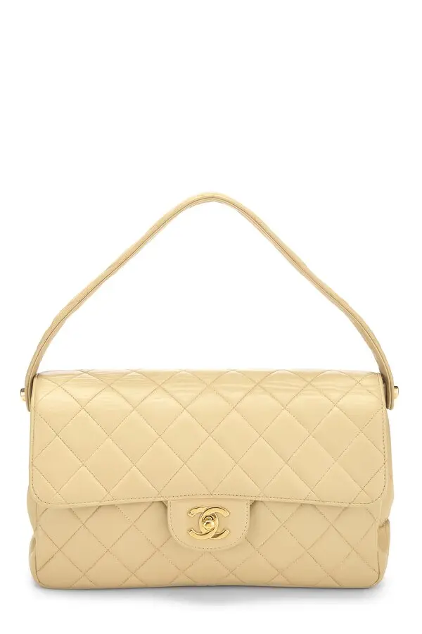 Chanel Quilted Lambskin Double Sided Flap Bag - Beige