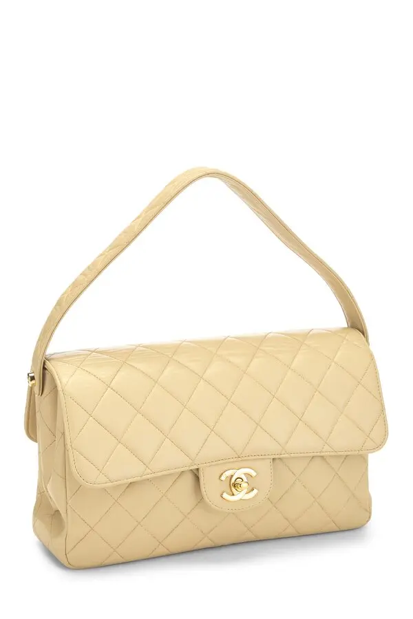 Chanel Quilted Lambskin Double Sided Flap Bag - Beige