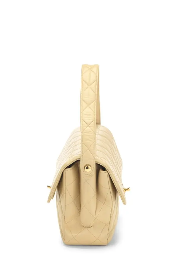 Chanel Quilted Lambskin Double Sided Flap Bag - Beige