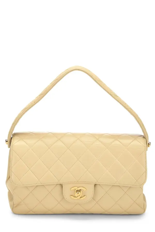 Chanel Quilted Lambskin Double Sided Flap Bag - Beige