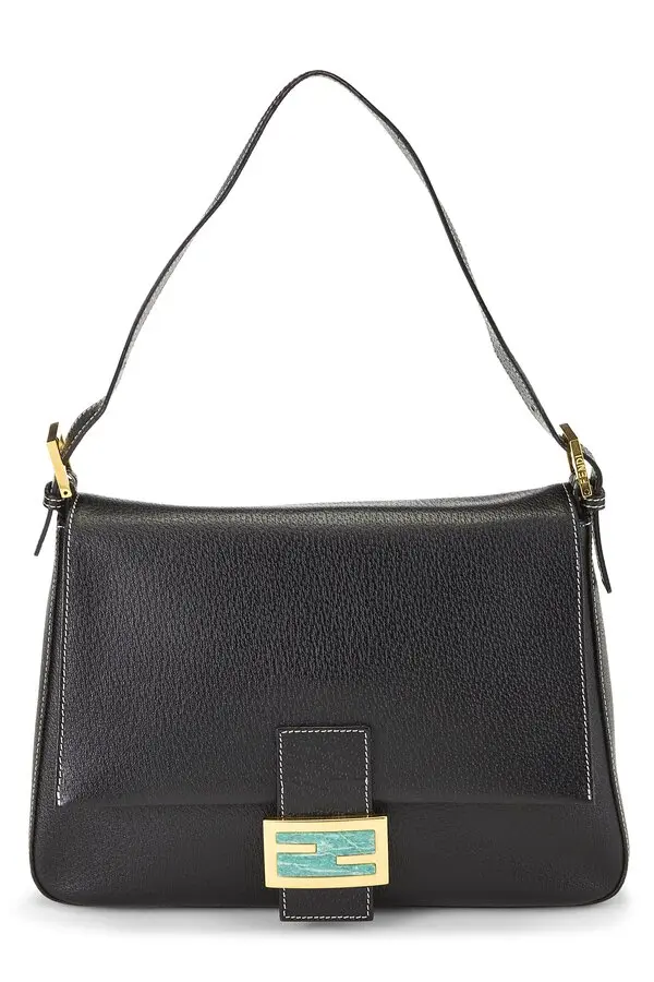 Fendi Grained Leather Mama Bag With Ff Buckle - Black