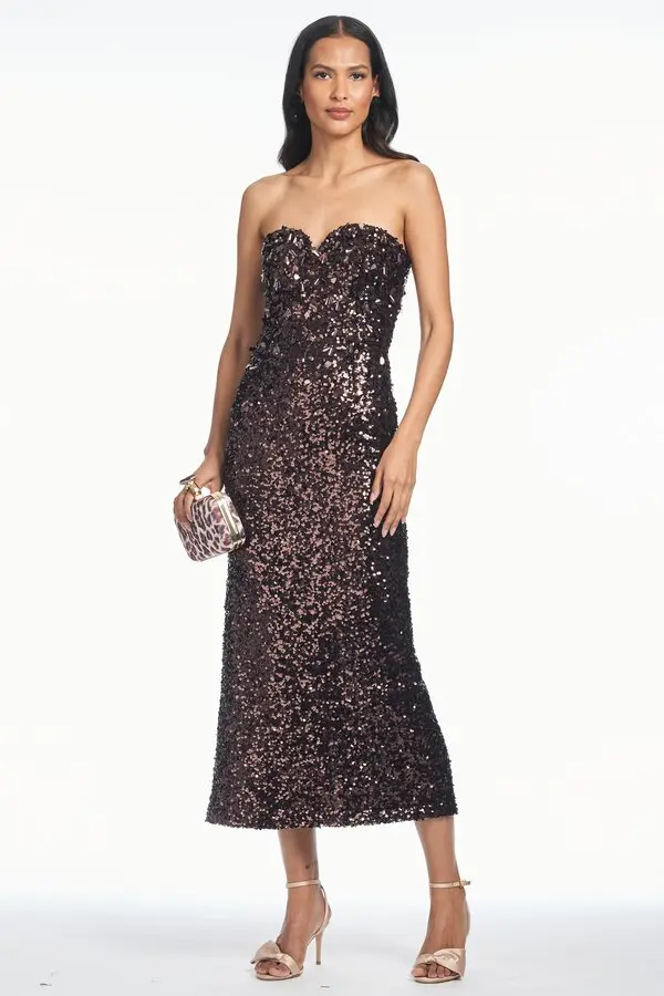 Sachin & Babi Embellished Strapless Sweetheart Sequin Gown - Plum