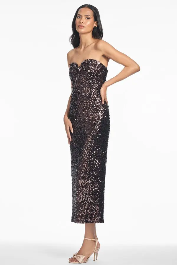 Sachin & Babi Embellished Strapless Sweetheart Sequin Gown - Plum