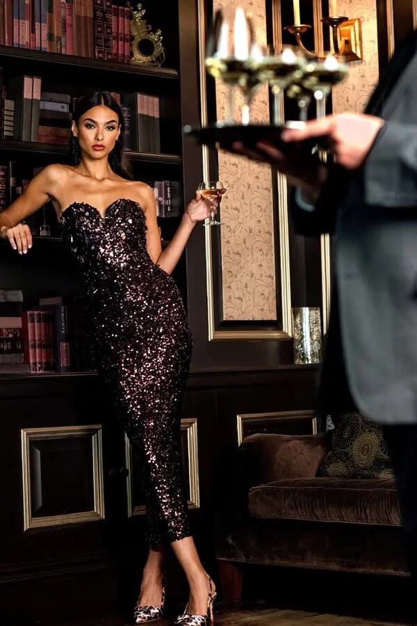 Sachin & Babi Embellished Strapless Sweetheart Sequin Gown - Plum