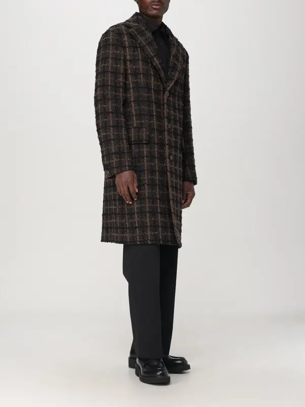 Versace Checked Wool Blend Coat