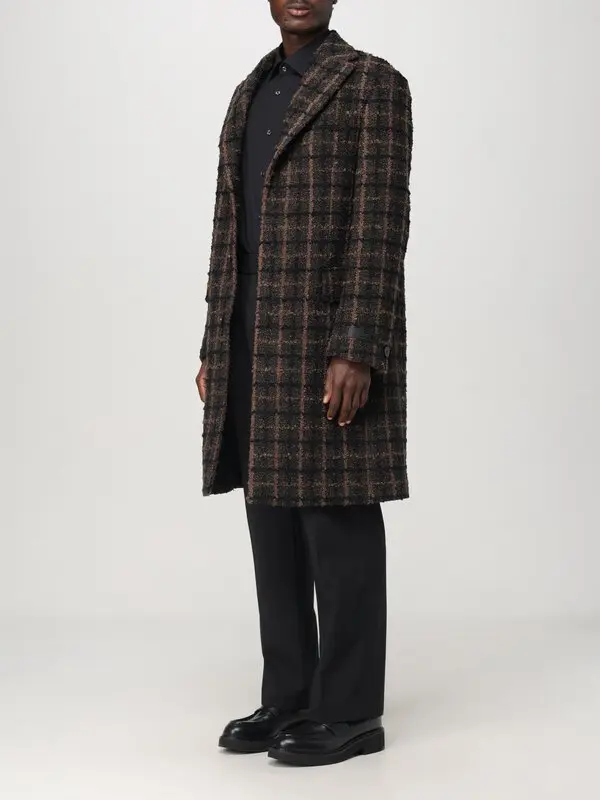 Versace Checked Wool Blend Coat
