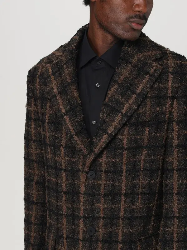 Versace Checked Wool Blend Coat
