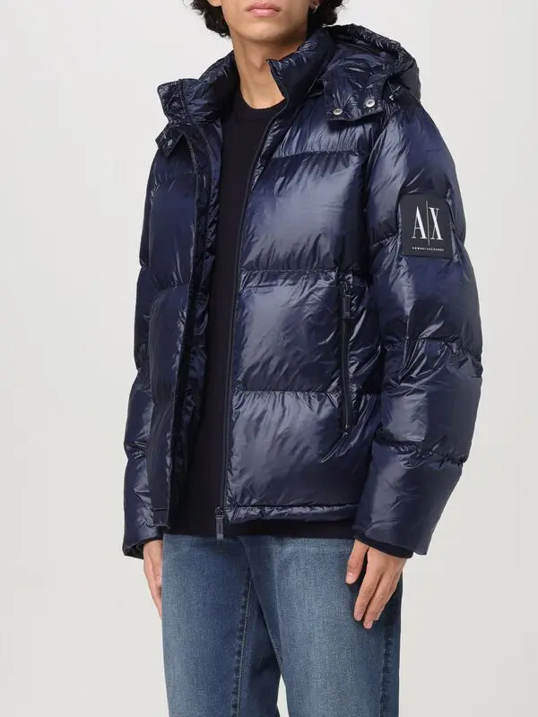ARMANI ネイビー ジャケット Emporio Armani Men's Nylon Stretch Blazer with Removable Hood