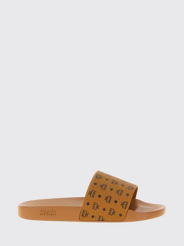 Mcm Embossed Logo Slide Sandals