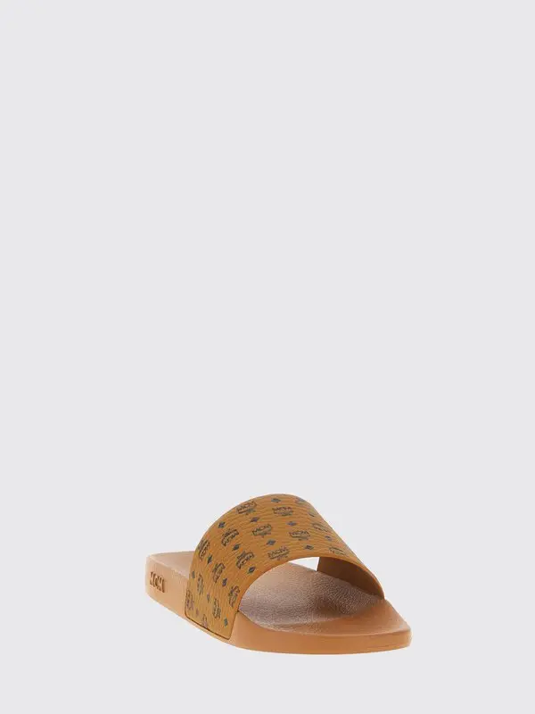 Mcm Embossed Logo Slide Sandals