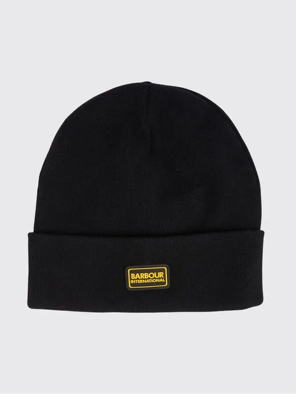 Barbour Wool Beanie Hat With Cuff And Logo Patch - Black
