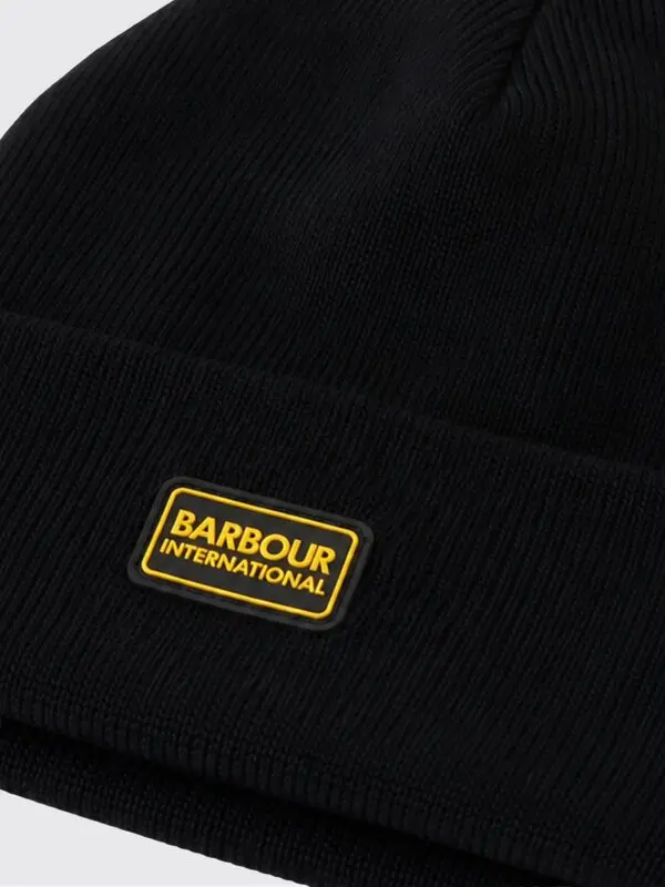 Barbour Wool Beanie Hat With Cuff And Logo Patch