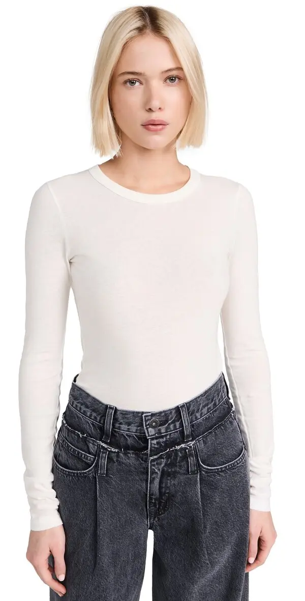 SLVRLAKE Simple Long Sleeve Tee - Natural White