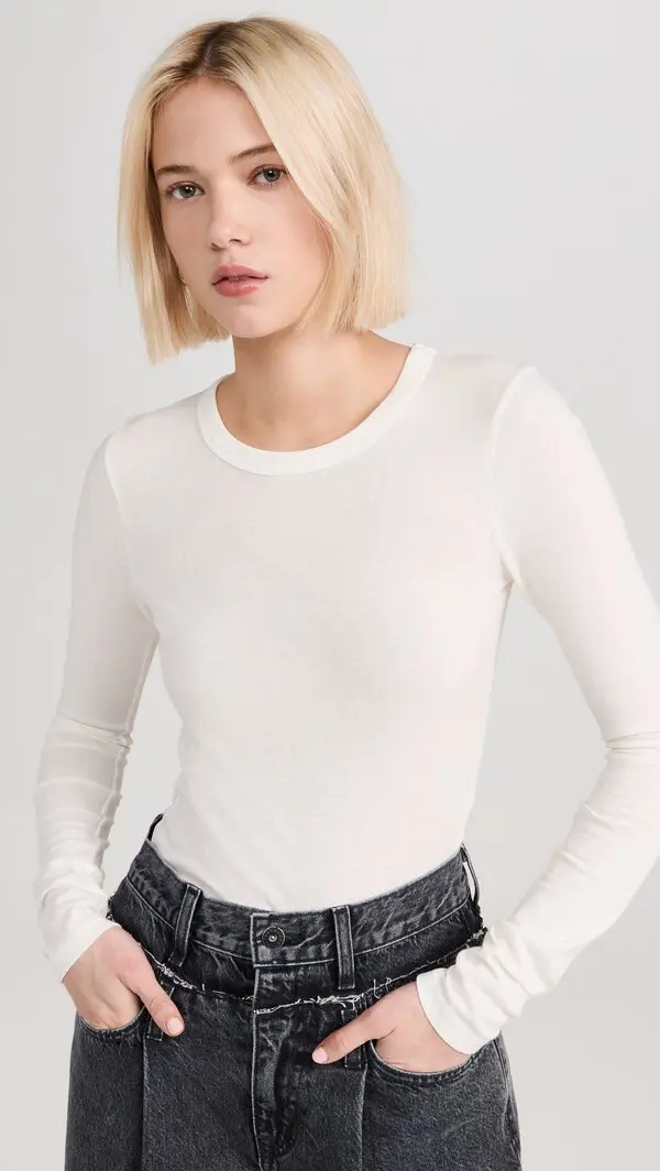SLVRLAKE Simple Long Sleeve Tee - Natural White
