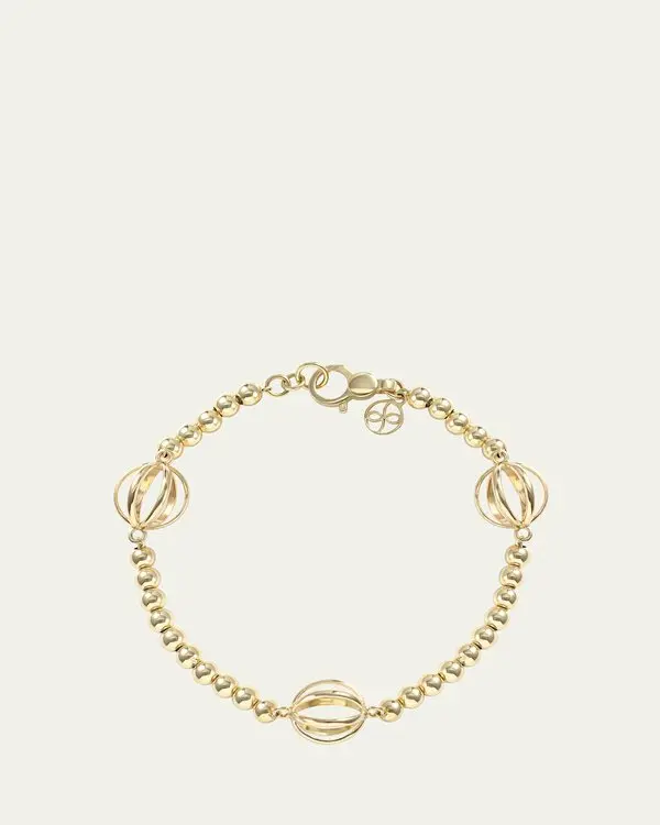 L. KLEIN Prisma 18k Yellow Ball Chain Bracelet, 7.5"l
