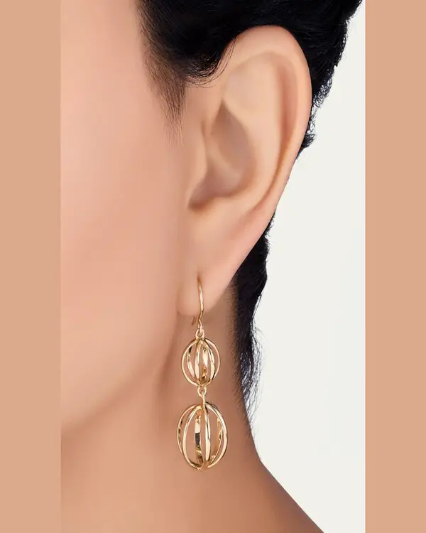 L. KLEIN Prisma 18k Yellow Double Cage Drop Earrings