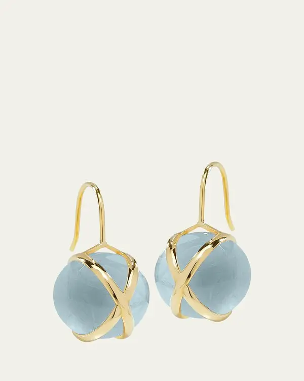 L. KLEIN Prisma 18k Yellow Gold Aquamarine Drop Earrings