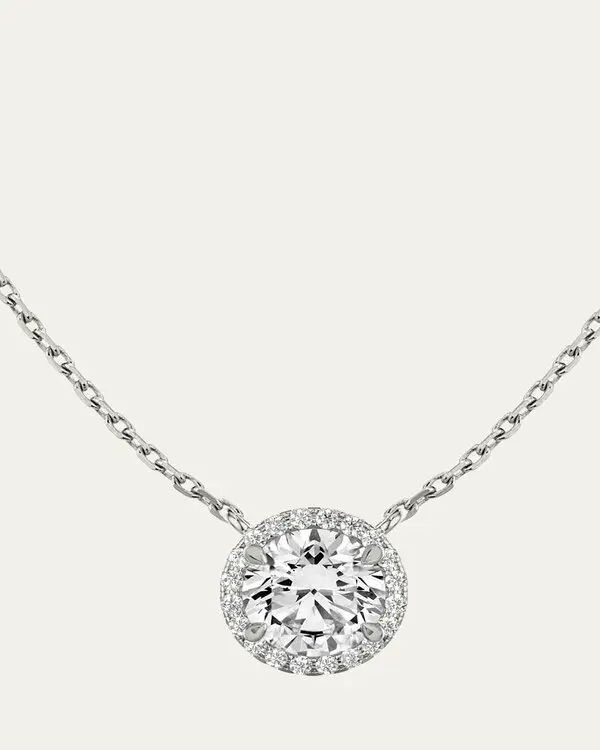 VRAI 14k 1.0tcw Lab Grown Diamond Halo Necklace - White Gold
