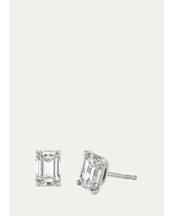 VRAI 14k Emerald Solitaire Lab Grown Diamond Stud Earrings