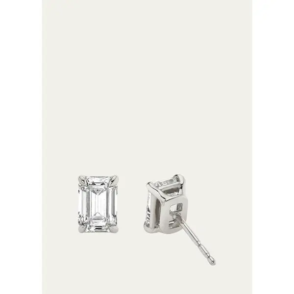 VRAI 14k Emerald Solitaire Lab Grown Diamond Stud Earrings